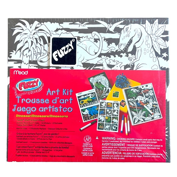 Toys | Fuzzy Art Vintage Dinosaur Nib Art Kit | Poshmark